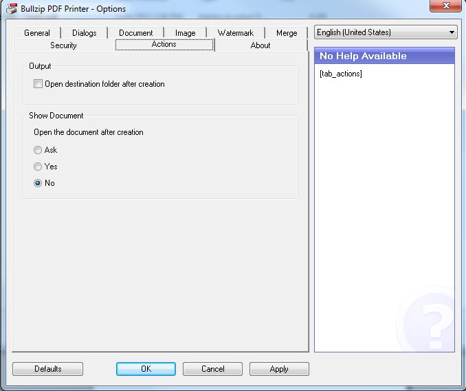 Using Bullzip as a PDF Printer